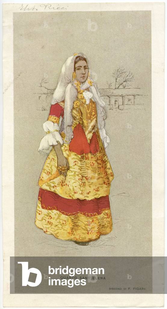 Image of Young woman wearing traditional costume, Quartu Sant'Elena ...