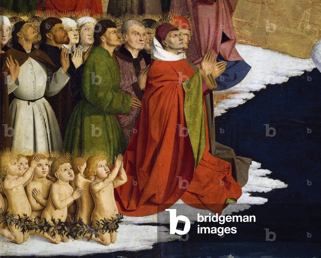 Image of Baptizing men and children, detail from Coronation of Virgin ...