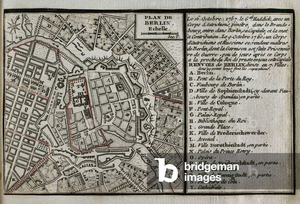 Image of Seven Years War: Map of Berlin, 1765 (engraving) by Beaurain ...