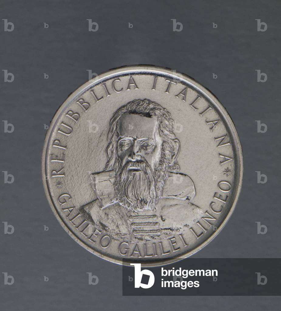 Image of 500 lire silver coin commemorating Galileo Galilei (1564-1642 ...