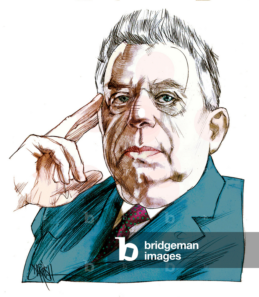 Image of Eugenio Montale, 2021 (digital coloured pencil drawing) by Radpour, Dariush (b.1945)