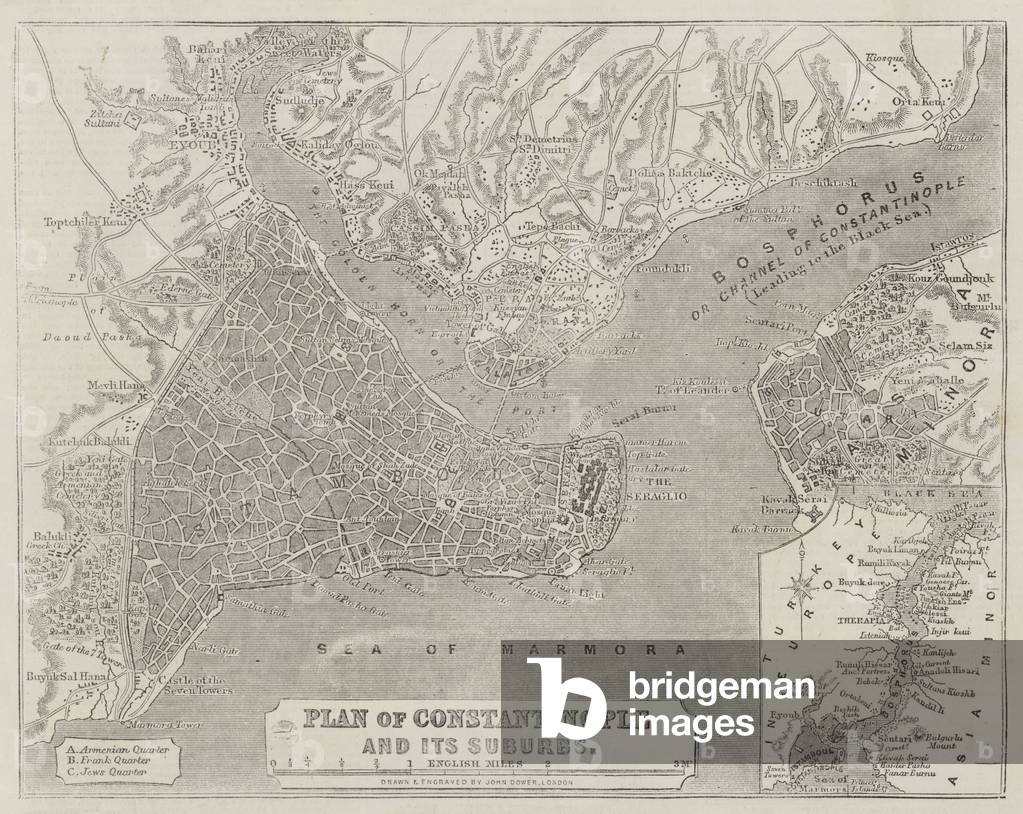 Image of Plan of Constantinople and its Suburbs (engraving) by Dower ...