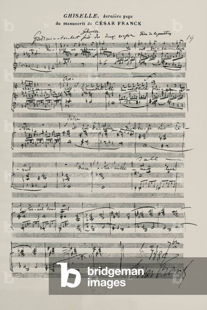 Image of First page of manuscript of opera Ghiselle by Cesar Franck by ...