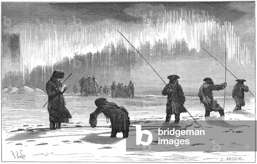 Image of Pierre-Louis Moreau de Maupertuis (1698-1759) in Finland, 1736. 1874 (engraving