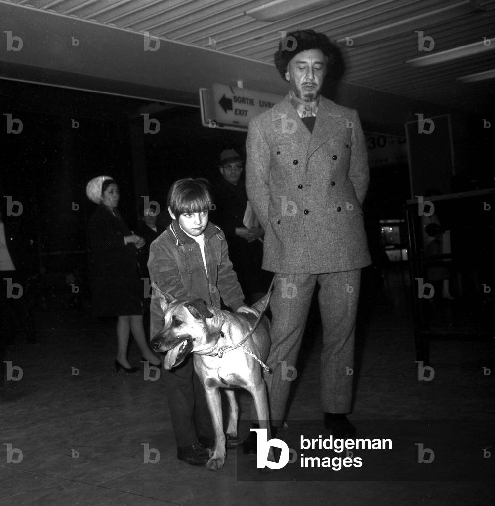 At Orly Airport in Paris : Romain Gary and his Son Diego With Dog Sandy ...