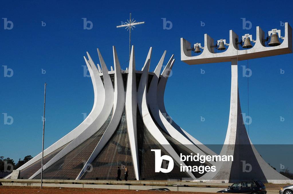 Image of Brasilia cathedral in Brazil built by architect Oscar Niemeyer ...