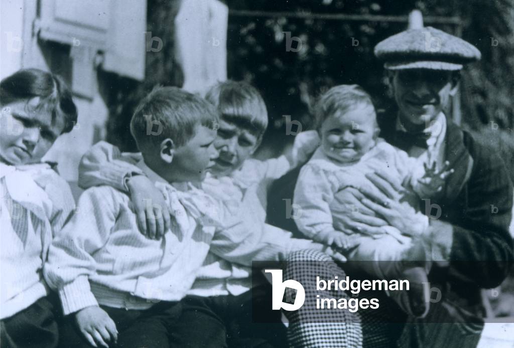 Image of Igor Stravinsky with his four children, at Villa La Perouche,