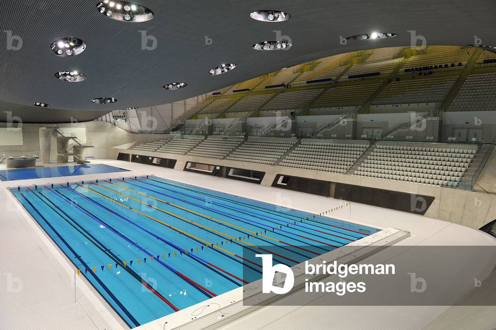 Image of The swimming stadium (Aquatics Centre) designed by architect ...