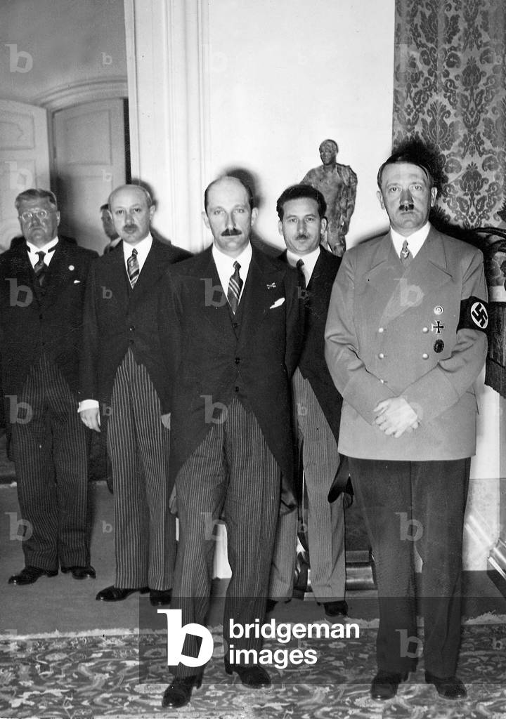 Image of King Boris of Bulgaria with Adolf Hitler (b/w photo)
