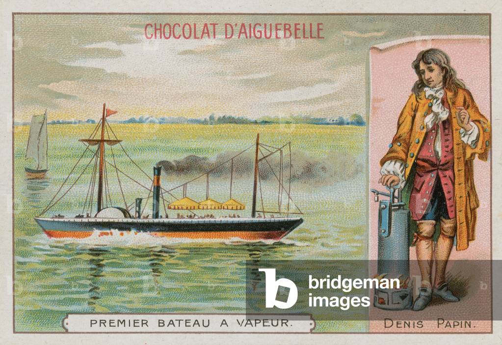 Image of The first steam-powered boat and Denis Papin, French 17th-18th ...