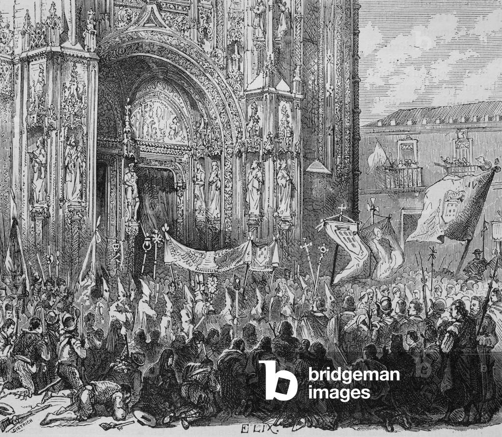 Image of Religious procession in Paris in the Middle Ages (engraving)