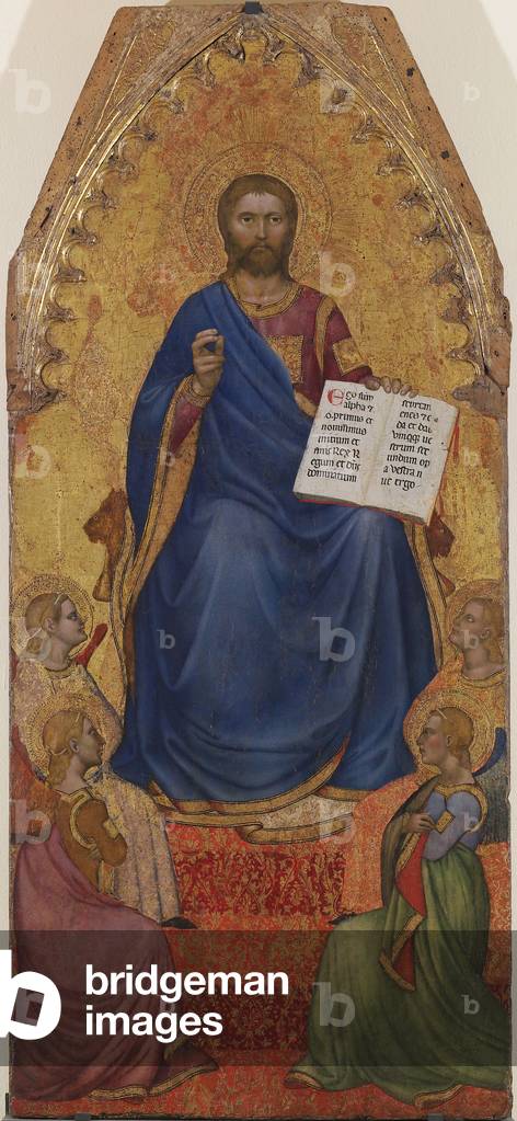 Image of Jesus Christ on the throne, adored by angels (Cristo in by ...