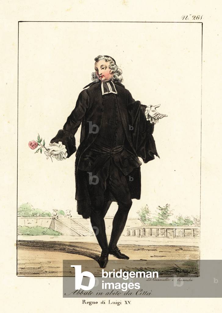 Image of French abbot in town outfit with rose, mid-18th century. by ...
