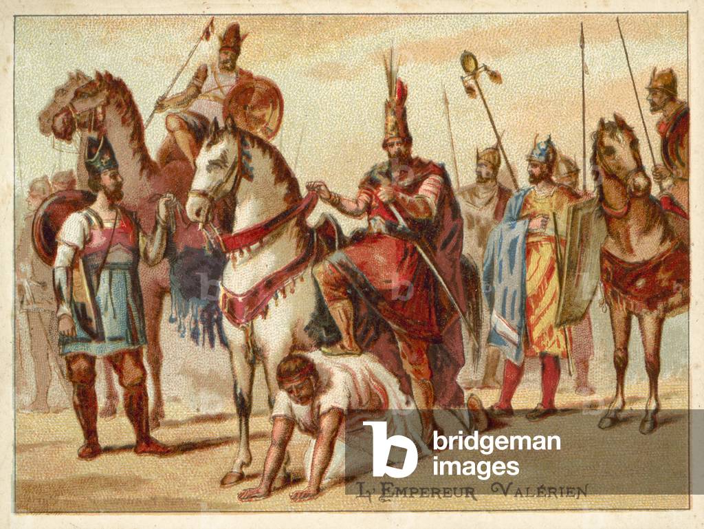 Image of The Persian King Shapur I using the captured Roman Emperor by ...