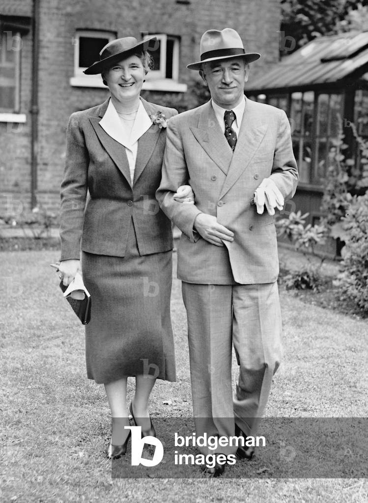 Image of Edvard Benes and his wife, 1939 (b/w photo)