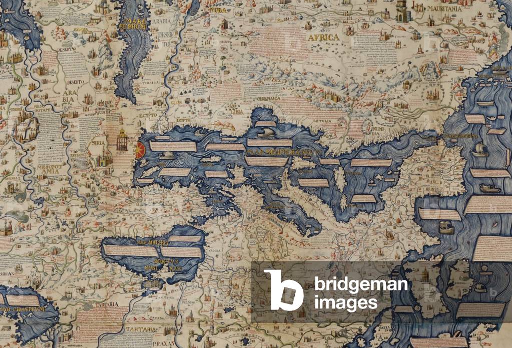 Image of Detail of the Mediterranean, copy of a 15th century map, by ...