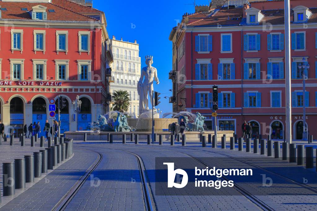 Image of Centre of Nice. Place Massena and the apollo statue.