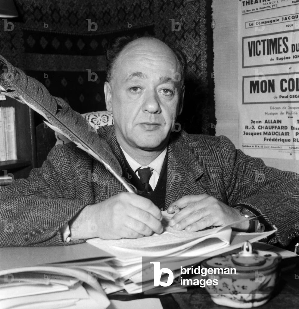 Image of Eugene Ionesco (1909-1994) French Playwright here in 1957 (b/w ...