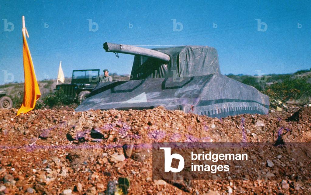 Image of An inflatable dummy tank modelled after the M4 Sherman during ...