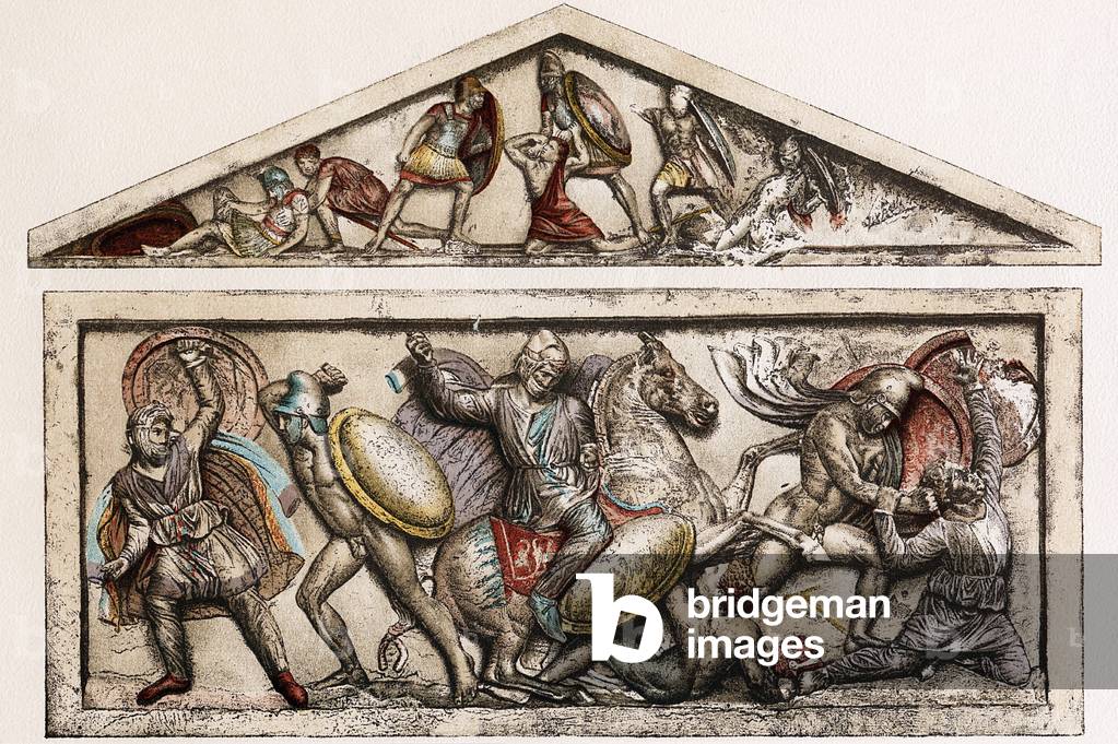Alexander Sarcophagus' showing battle scenes of time of Alexander the ...