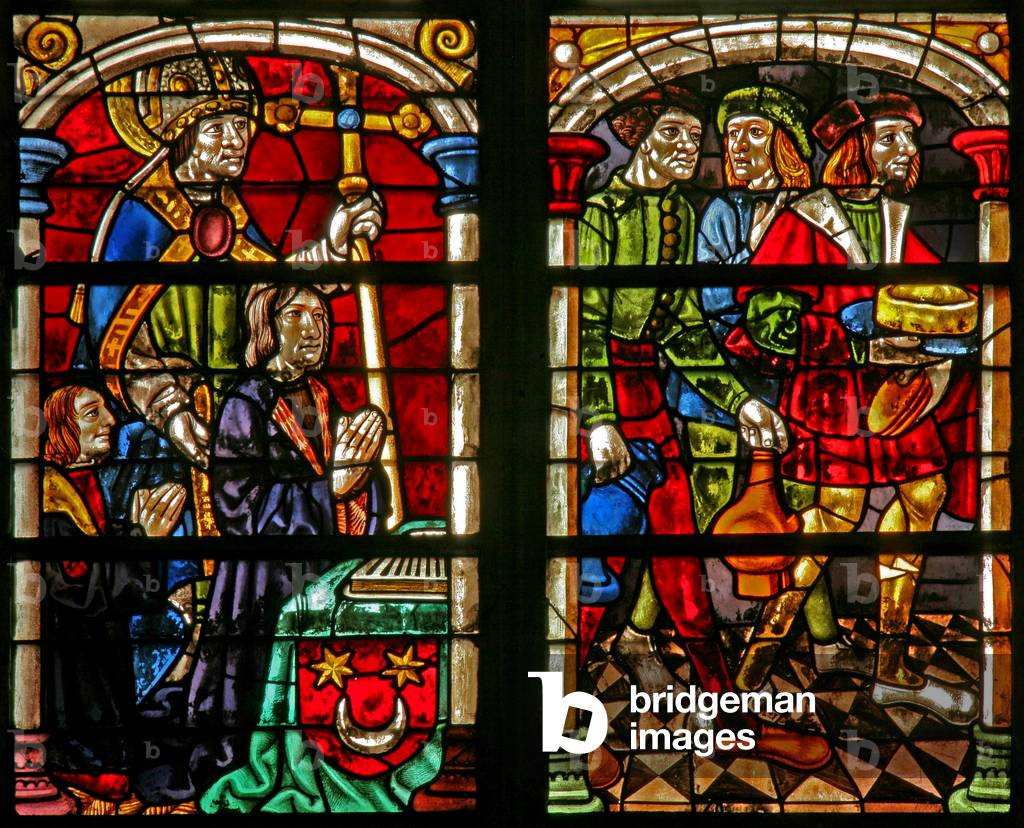 Image of Window w232 depicting a scene from the Prodigal Son story: by ...