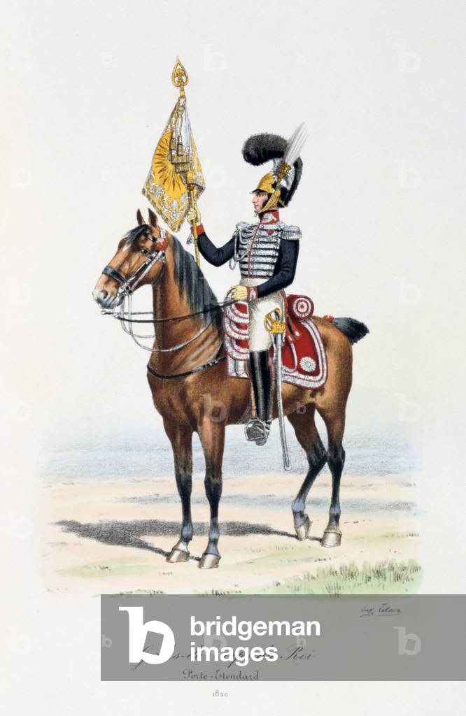 Image of Standard Bearer of the King's guard with the regimental colours,