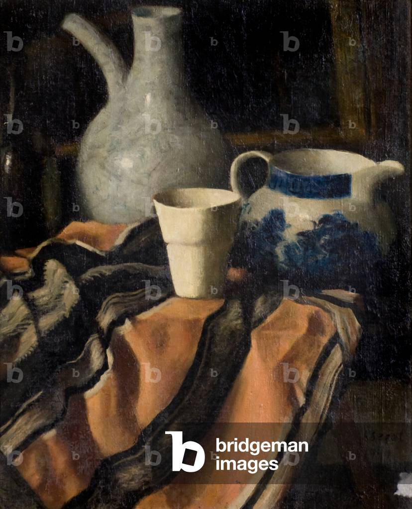 Image of Still Life on Striped Cloth, 1944 (oil on canvas) by Segal ...