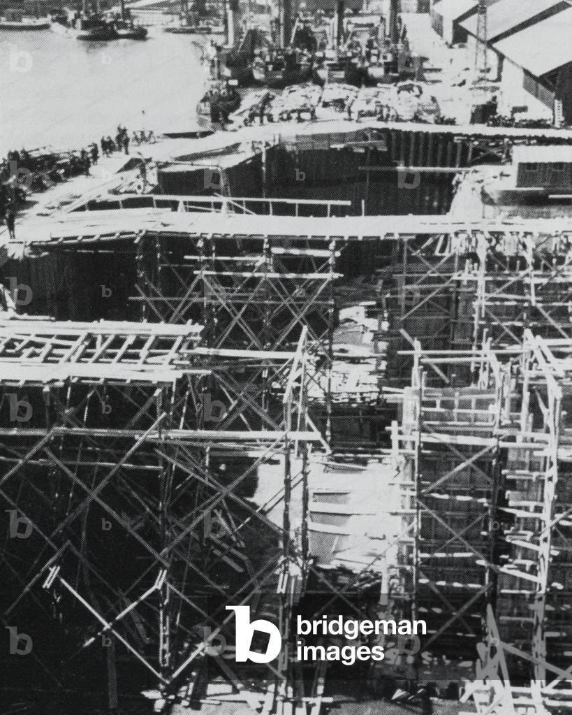 Image of Construction of submarine bunkers at German base of Saint Nazaire,