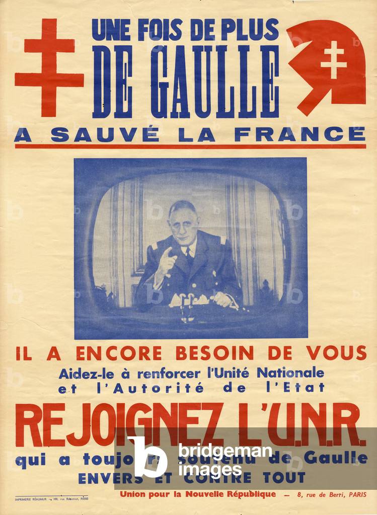 Image of Once again De Gaulle saved France. (UNR poster, 1958) by ...
