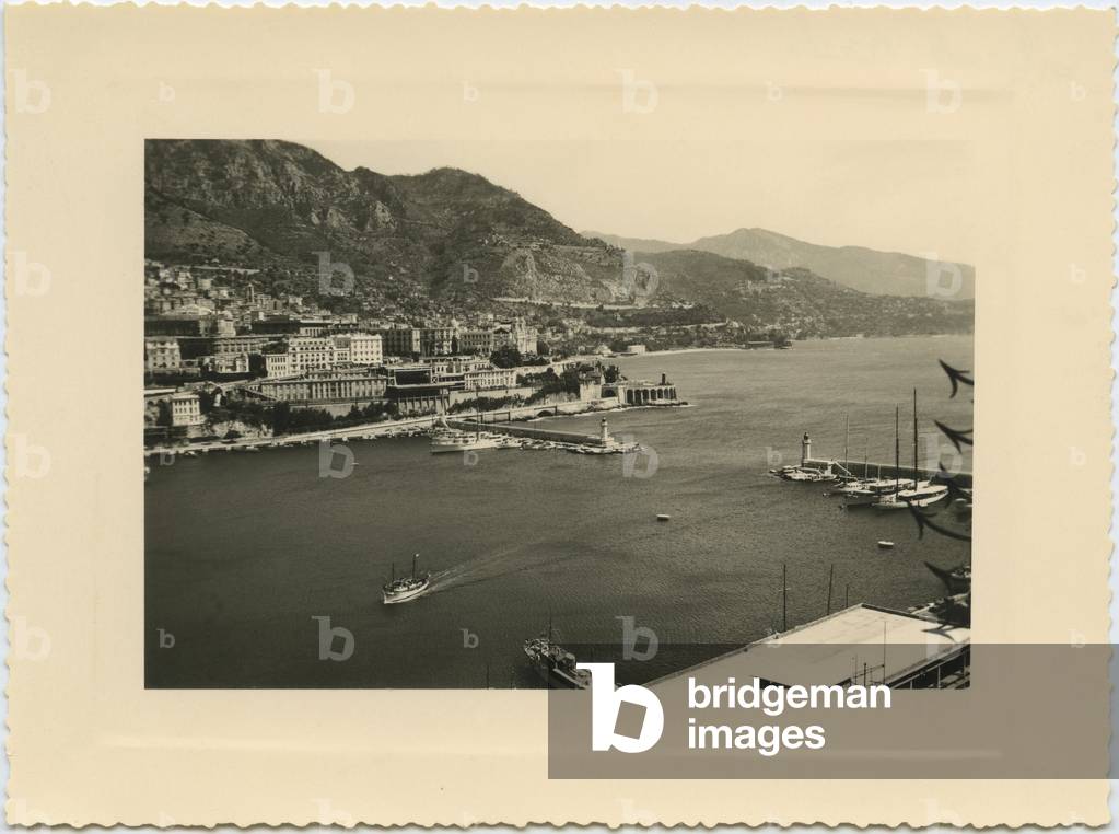 Image of Monaco Monte Carlo, 1953: the harbour ("Port Hercule") and ...
