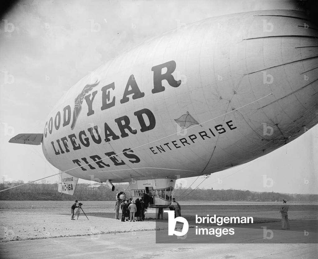 Image of Goodyear Blimp, Washington DC, USA, April 1938 (b/w photo) by ...