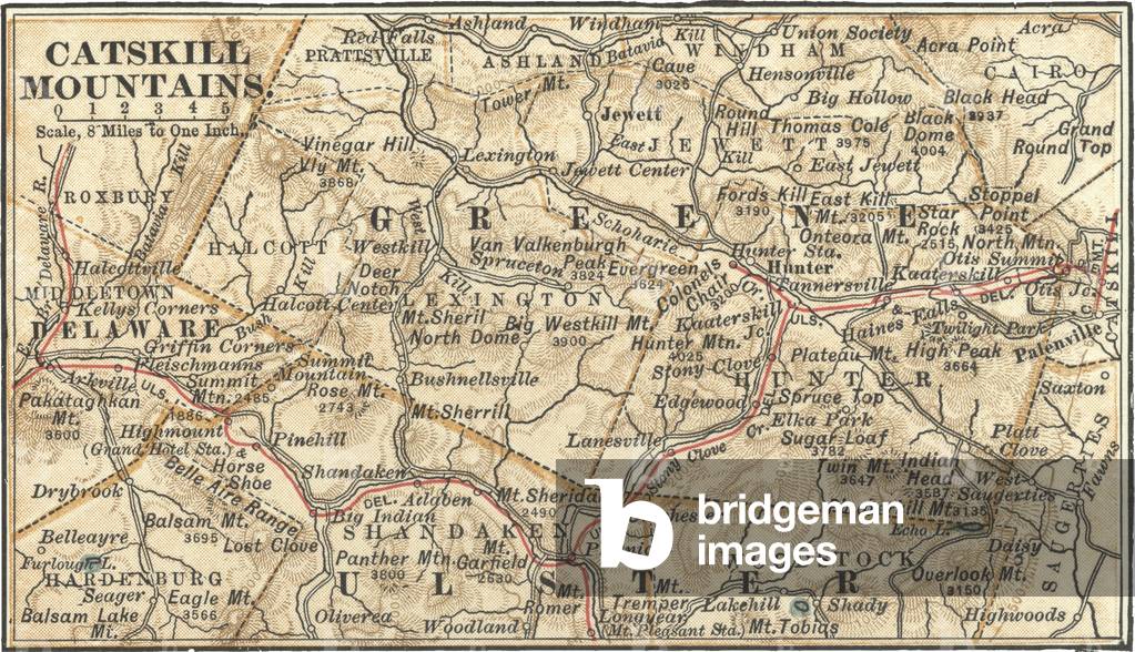 Image of Map of the Catskill Mountains, New York, c.1900 (engraving)