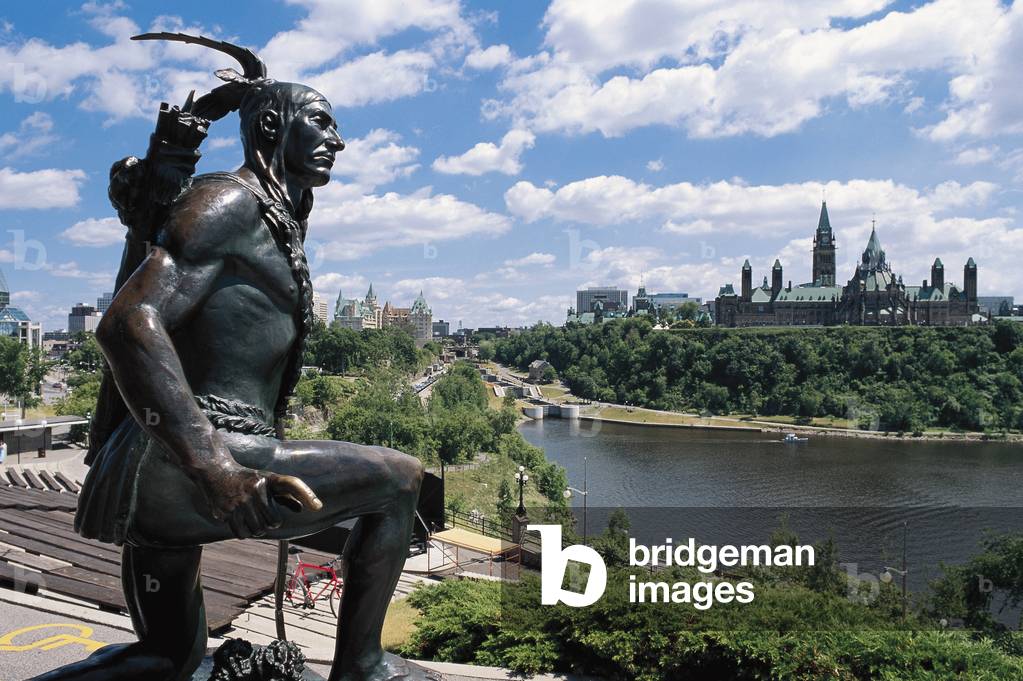 Image of Kitchi Zibi Omamiwinini, Anishinaabe scout, 1918, bronze ...