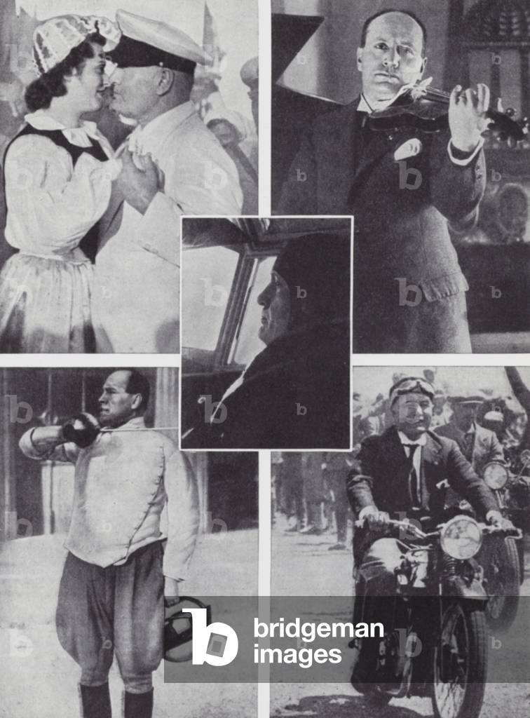 Image of Benito Mussolini, leader of Fascist Italy, at leisure (b/w ...