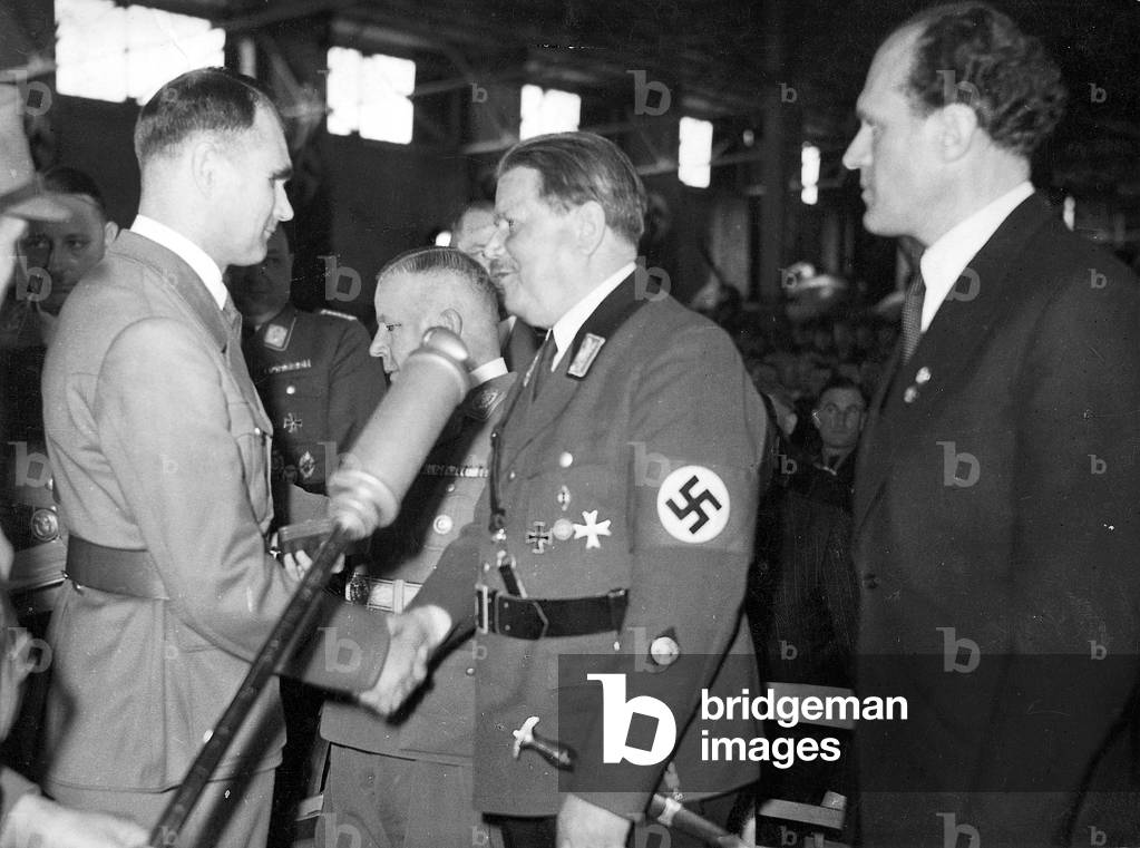 Image of Rudolf Hess congratulates Wilhelm Ohnesorge, left is Willy ...