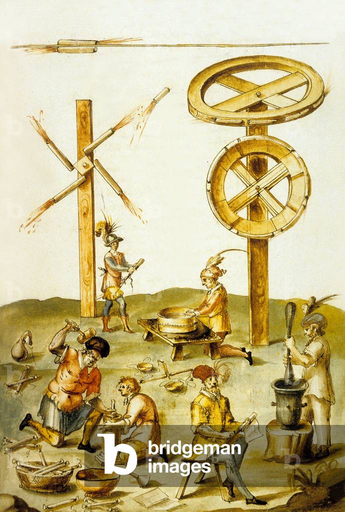 Image of Fireworks arificiers preparing manuscript Strasbourg around 1598