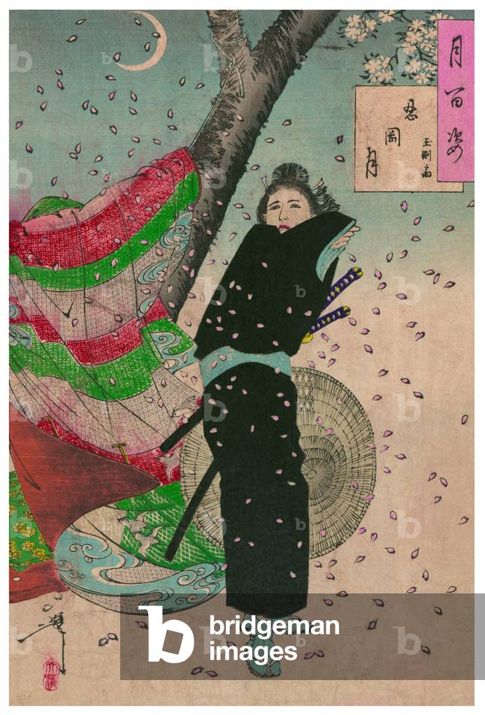 Image of Japan: 'Moon over Shinobugaoka'. The samurai warrior ...
