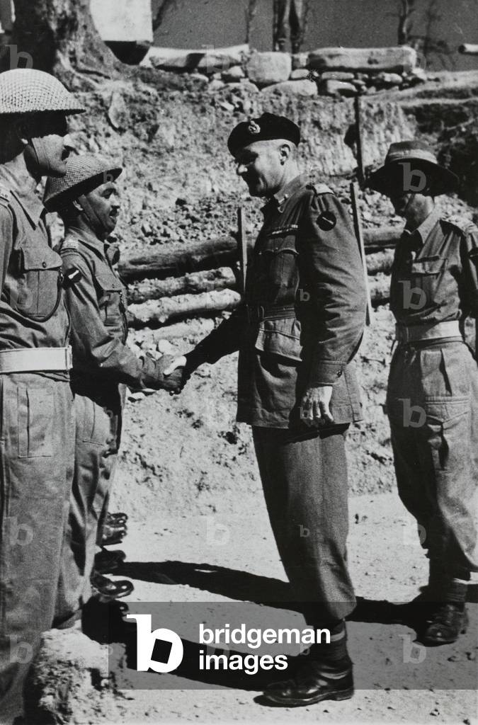 Major General Frank Messervy congratulating Jemadar Ramji Lal MC, 1946 ...