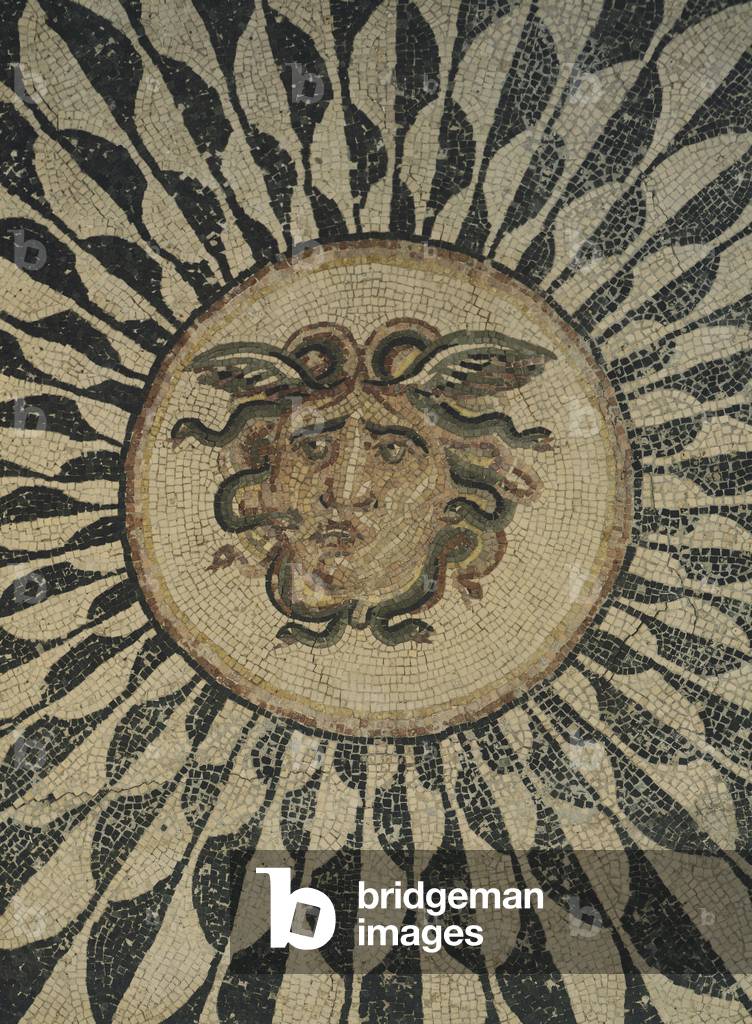 Image of Polychrome mosaic floor depicting Gorgon, Roman Civilization,