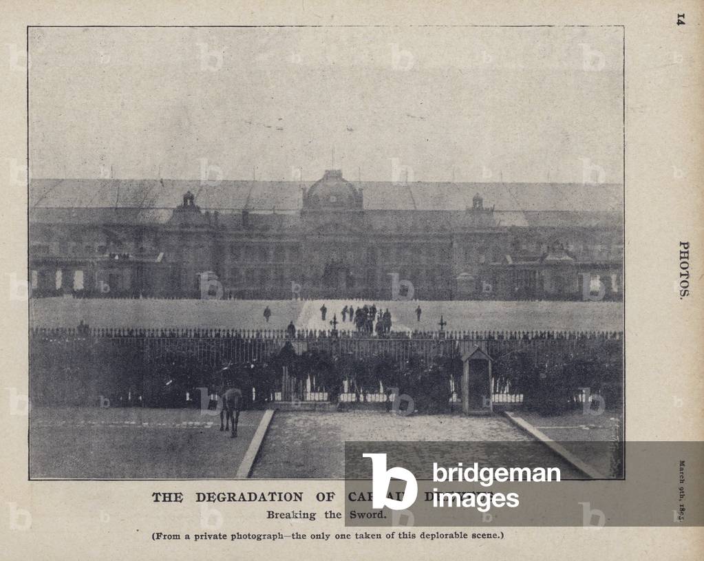 Image of The degredation of Captain Dreyfus, breaking the sword, from a ...