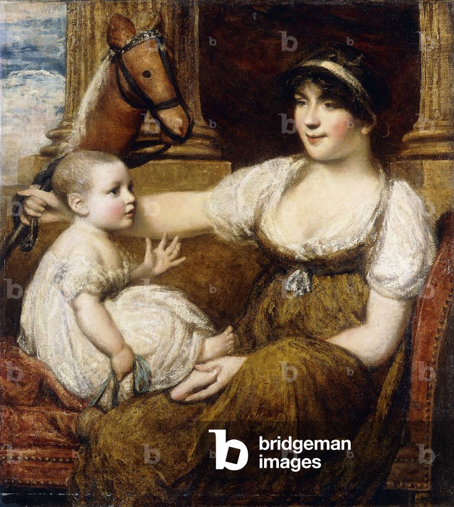 Image of A Mother Holding a Hobbyhorse, Playing with her Child, by ...