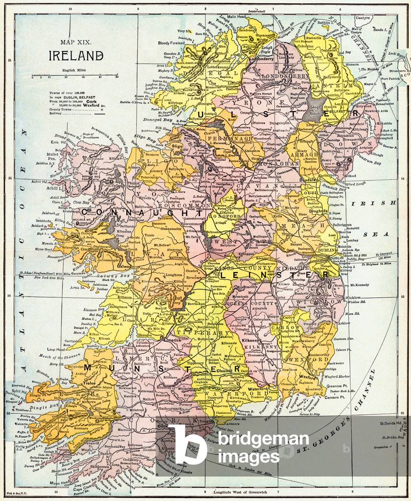Image of MAP: IRELAND, c.1890 Map of Ireland, c.1890, published in the