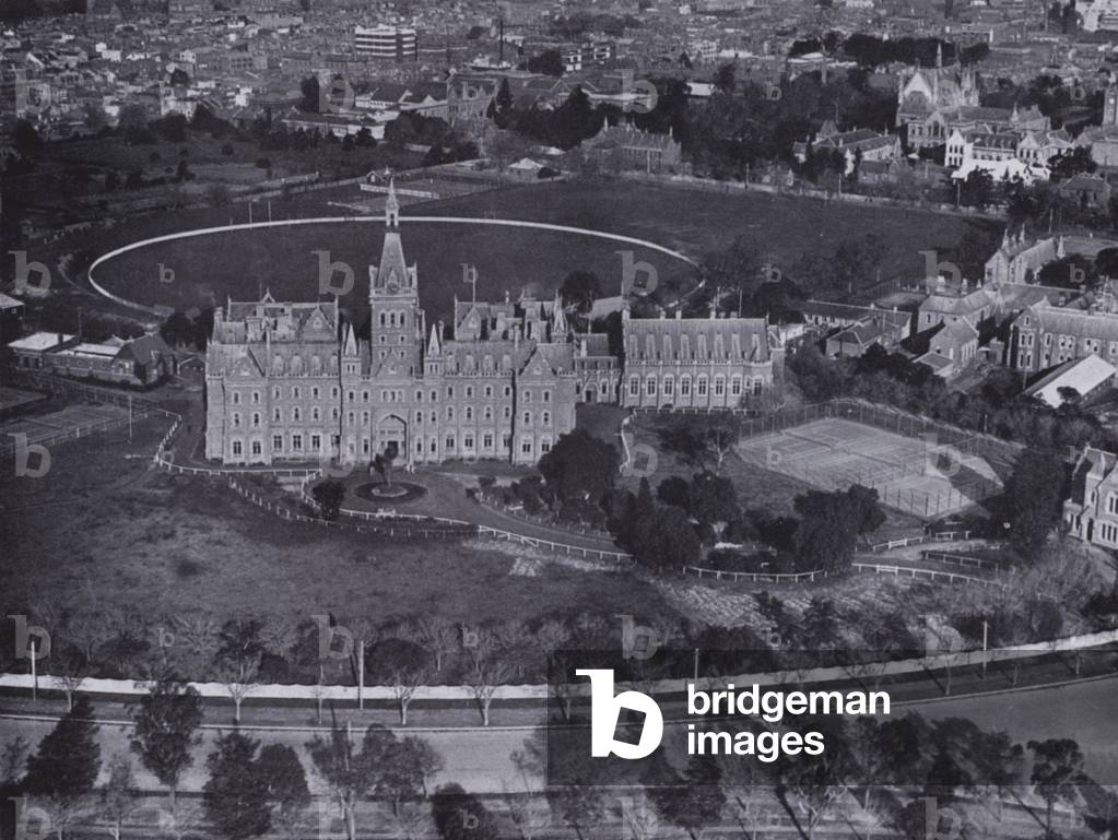 An aerial view of the Melbourne University, Depicting the spacious ...