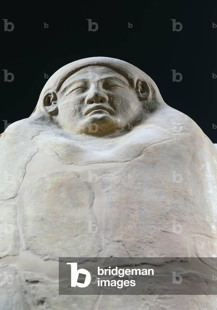 Image of Anthropomorphic sarcophagus, terracotta sculpture from tomb in ...