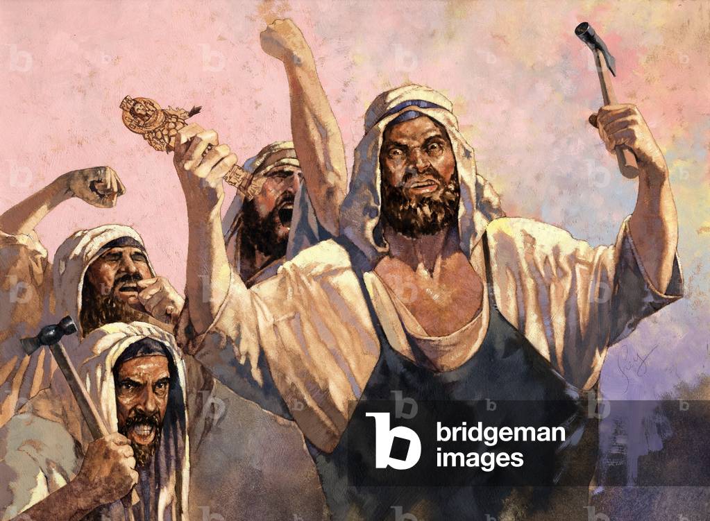 Image of Demetrius inciting rioting, 2002 (acrylic on board) by Frey ...