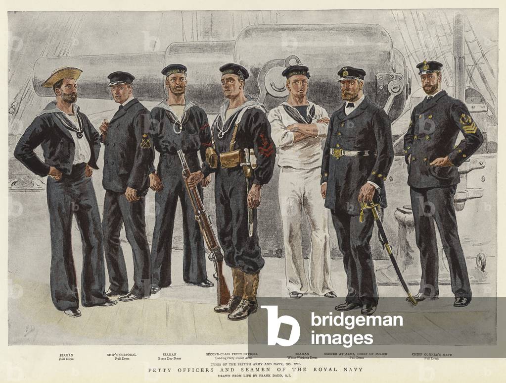 Image of Petty Officers and Seamen of the Royal Navy (colour litho) by ...