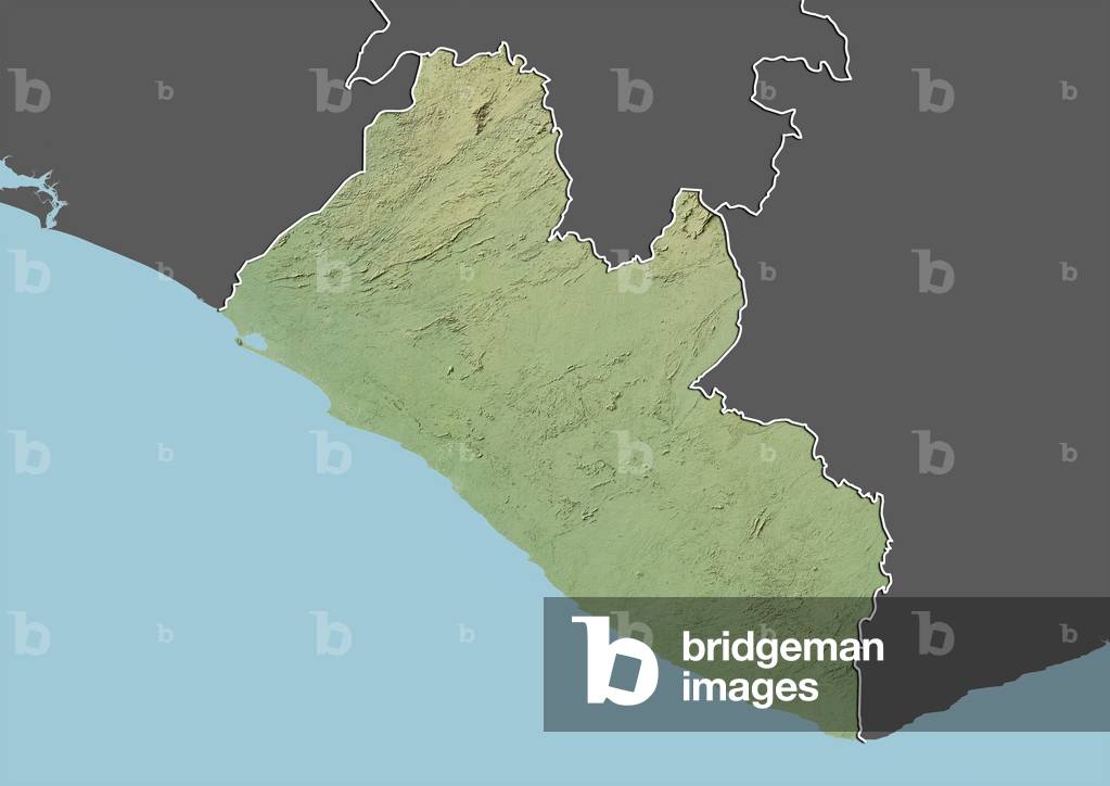 Image of Liberia, Relief Map With Border and Mask