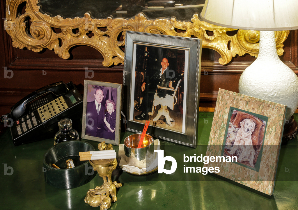 Image of View of objects and pictures on the desk of Chinese by ...