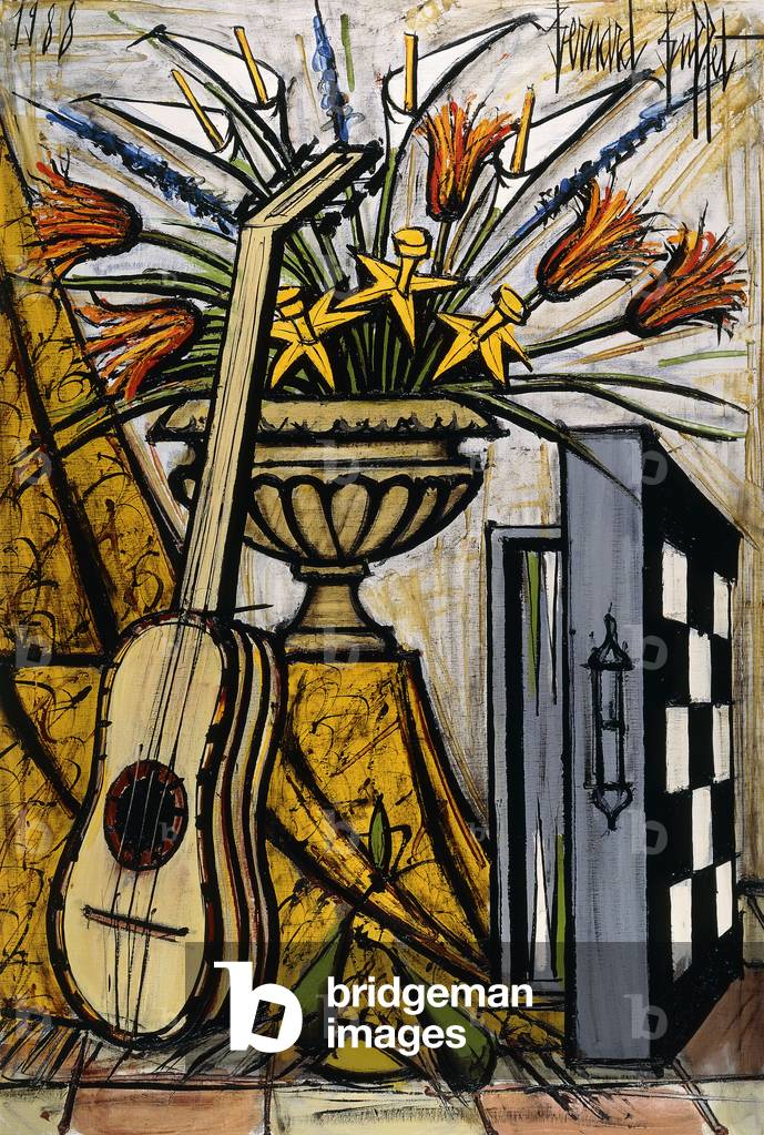 Image of Guitar and Backgammon Board; Guitare at Jacquet, 1988 (oil on ...