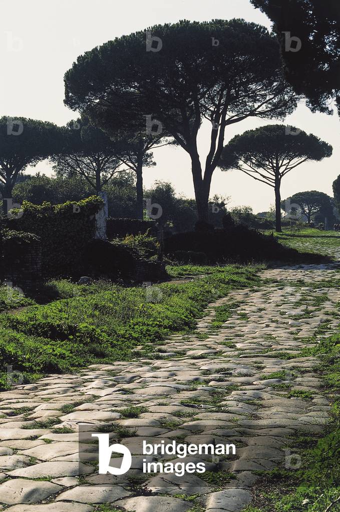 Image of Section of the Roman road called Via Appia, Ostia Antica,